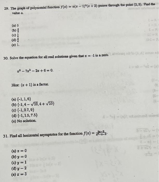 Solved 29. The graph of polynomial function | Chegg.com