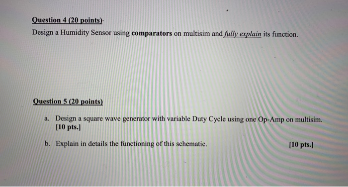 Question 4 20 Points Design A Humidity Sensor Using Chegg