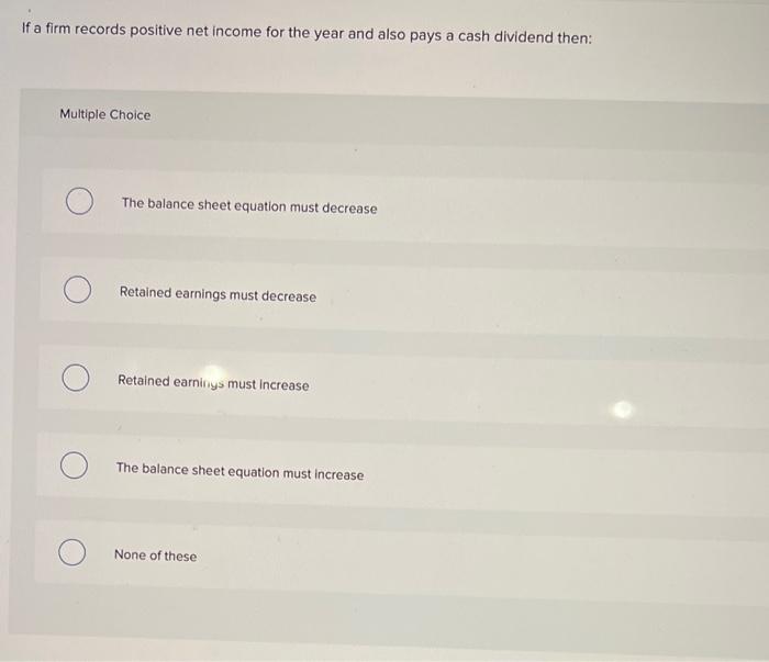 Solved If a firm records positive net income for the year | Chegg.com