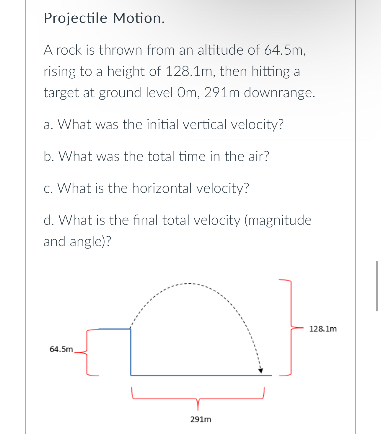 Solved Projectile Motion.A rock is thrown from an altitude | Chegg.com