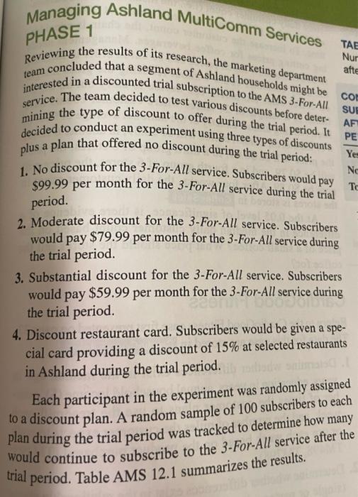 Solved PHASE 1 Managing Ashland MultiComm Services TAE Nur | Chegg.com