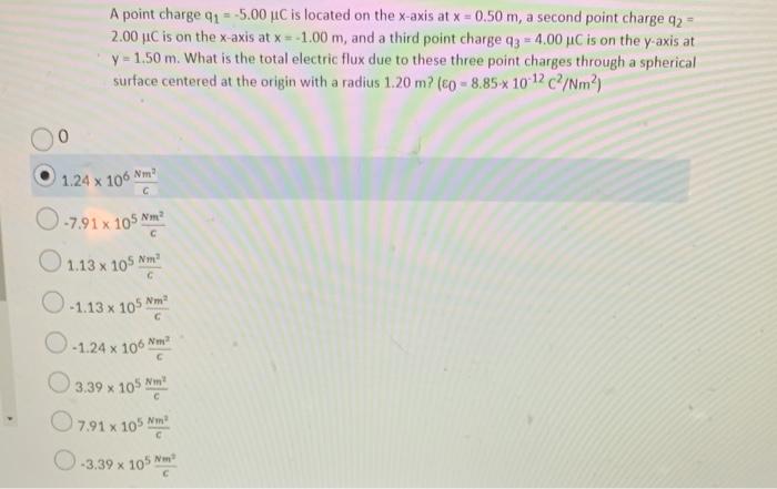 [Solved]: A point charge ( q_{1}=-5.00 mu mathrm{C} ) i