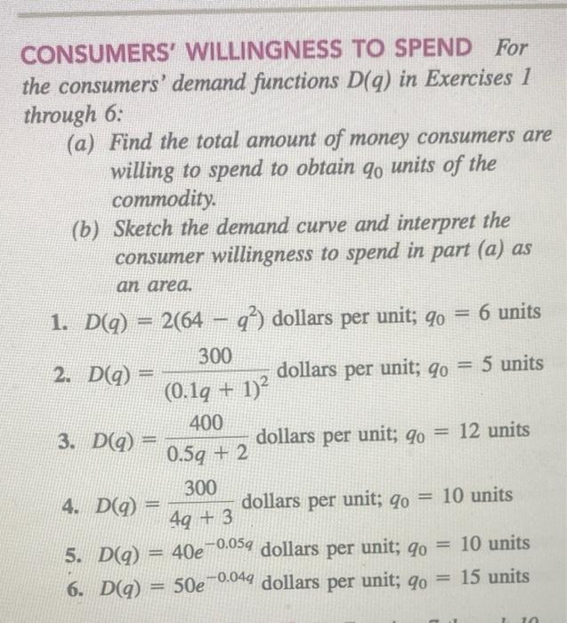 Solved CONSUMERS' WILLINGNESS TO SPEND For the consumers' | Chegg.com