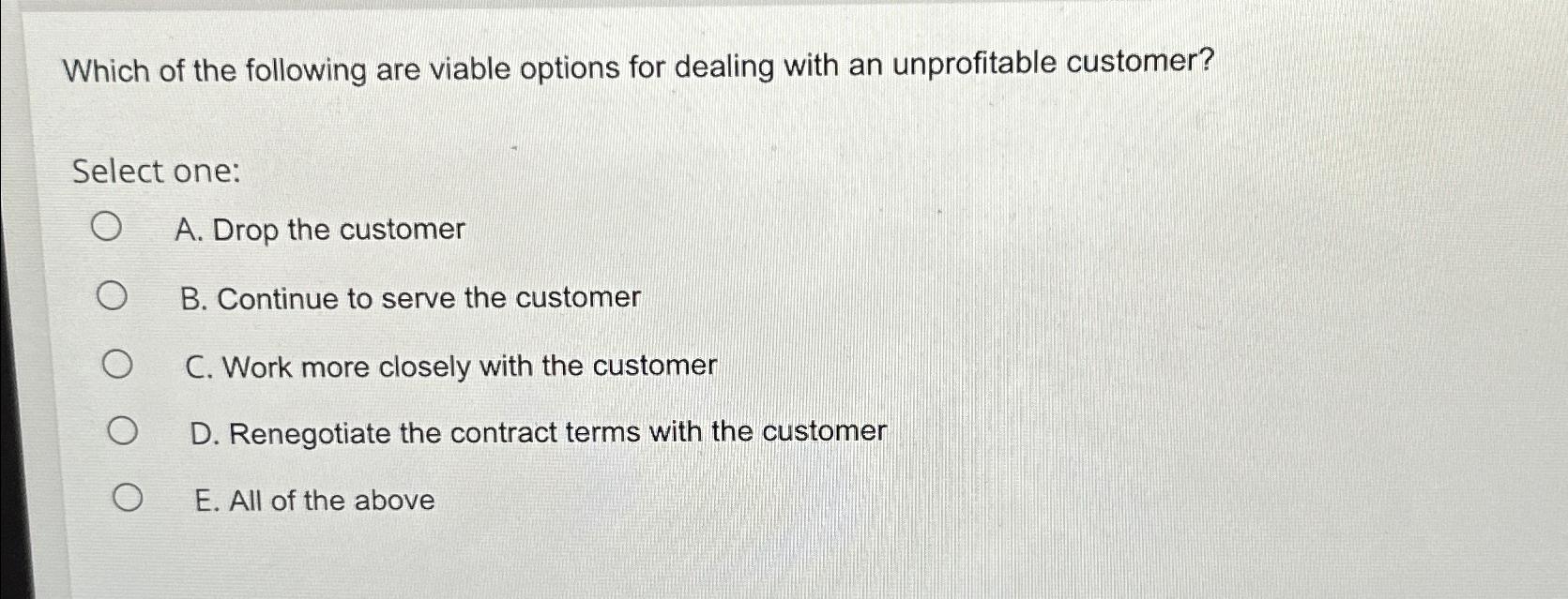 Solved Which of the following are viable options for dealing | Chegg.com