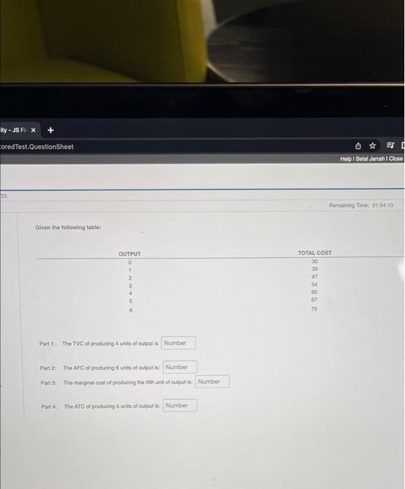 Given the following table: Pan 1: The TVC of | Chegg.com