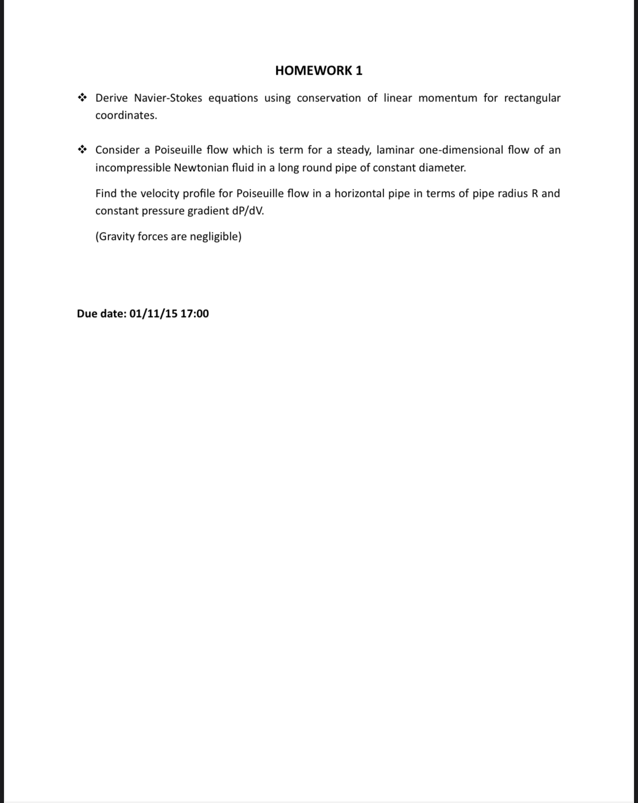 Solved HOMEWORK 1Derive Navier-Stokes equations using | Chegg.com