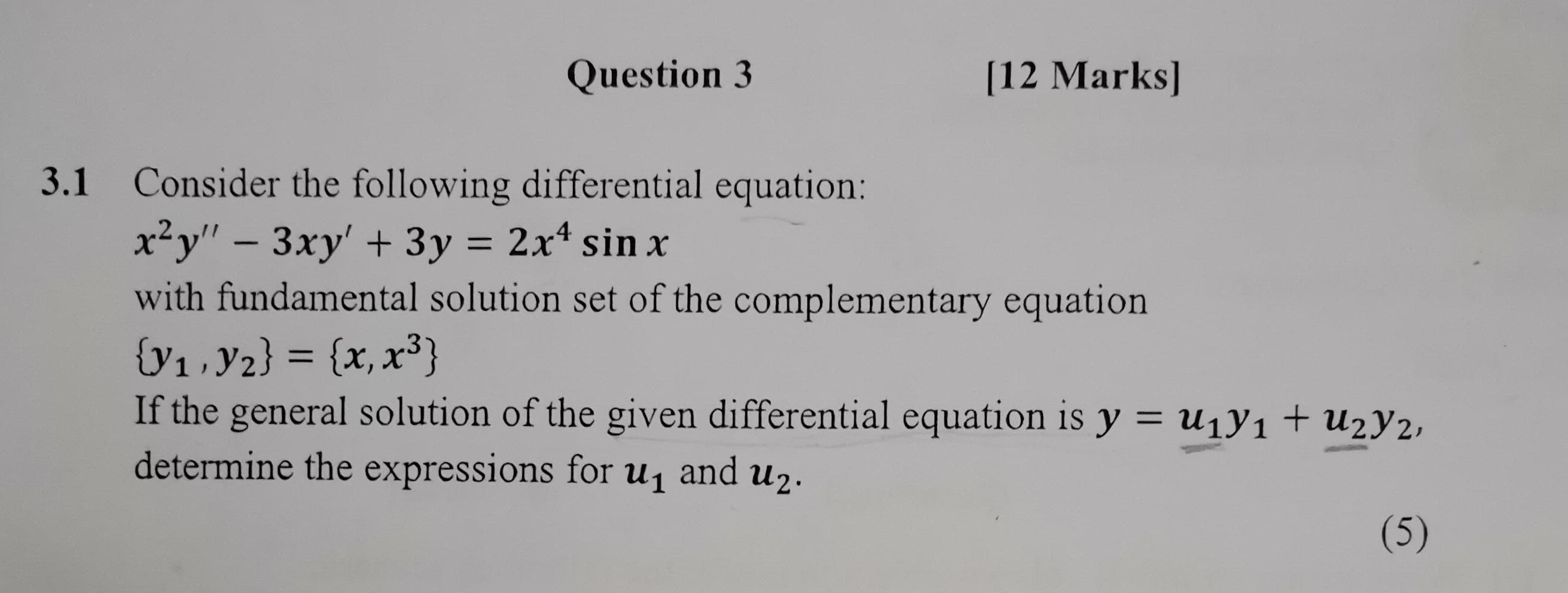 Solved Question 3[12 ﻿Marks]3.1 ﻿Consider the following | Chegg.com