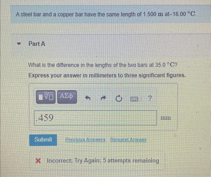 Solved A steel bar and a copper bar have the same length of | Chegg.com