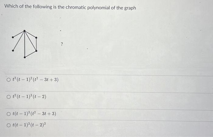 Solved Which of the following is the chromatic polynomial of | Chegg.com
