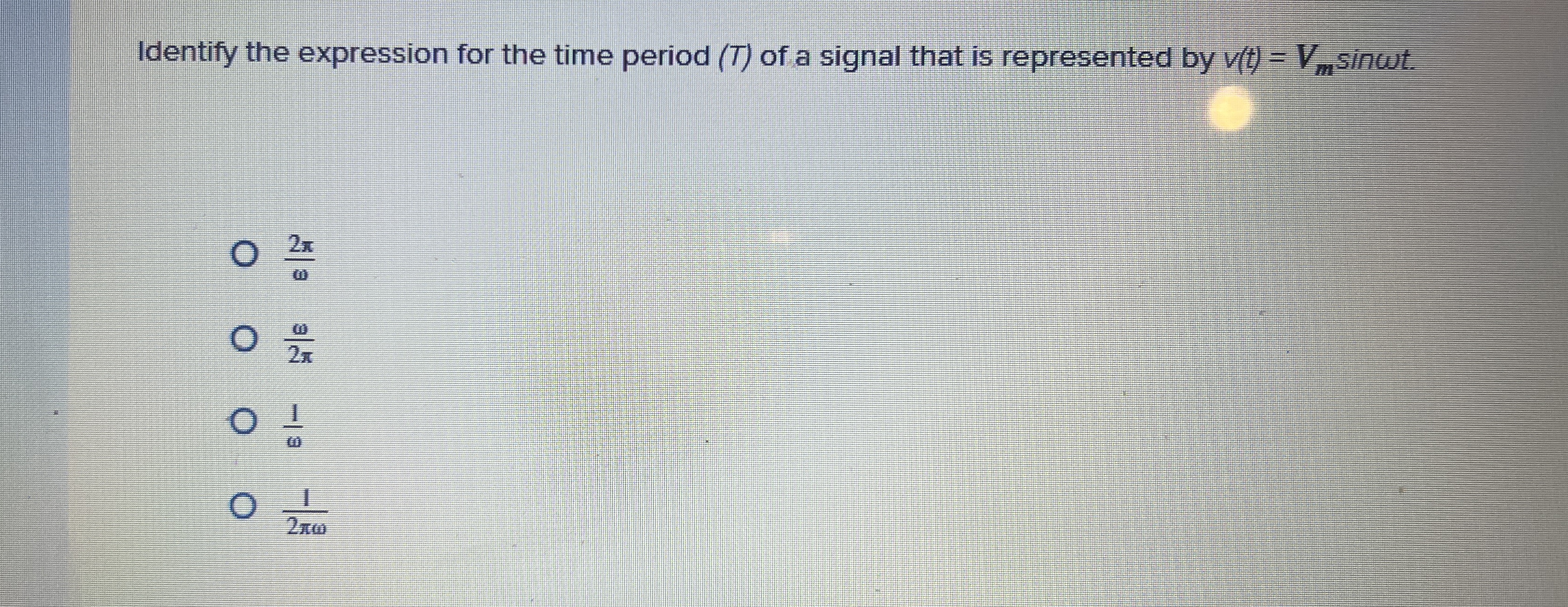Solved Identify the expression for the time period (T) ﻿of a | Chegg.com