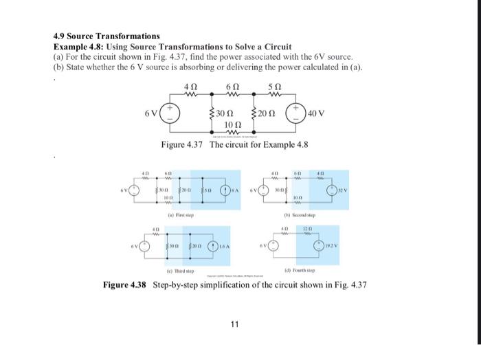 Solved 4.9 Source Transformations Example 4.8: Using Source | Chegg.com