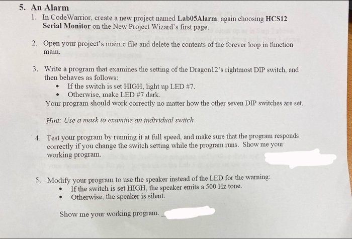 5 An Alarm 1 In Codewarrior Create A New Project