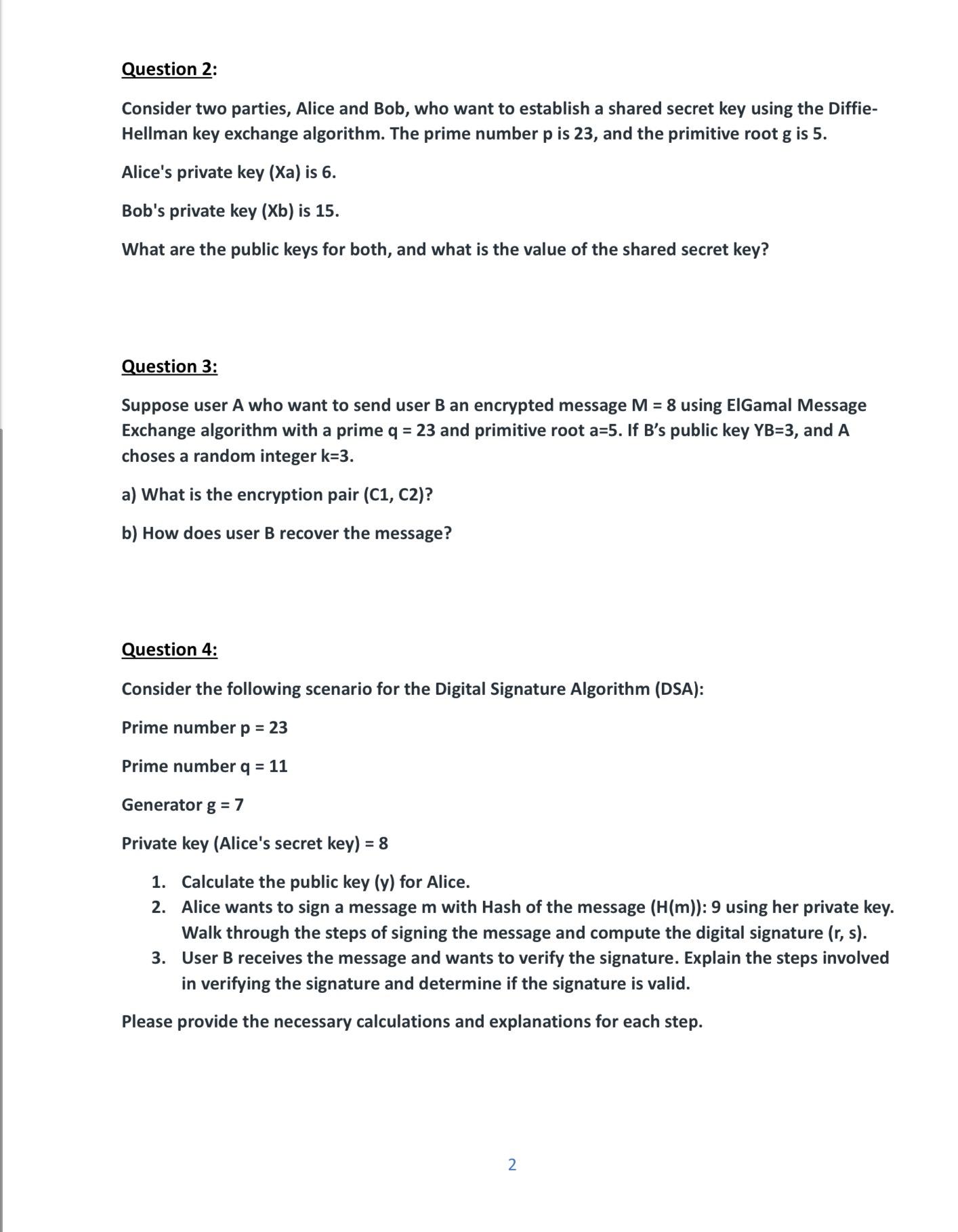 Solved Question 2:Consider two parties, Alice and Bob, who | Chegg.com