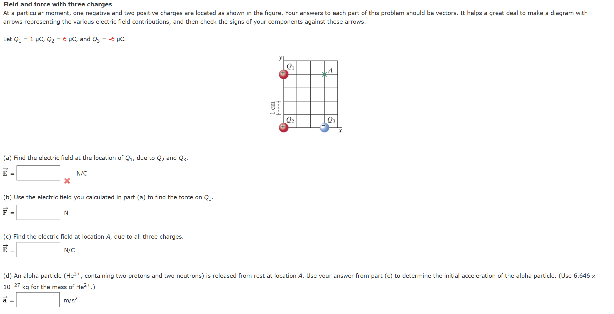 Solved Field and force with three chargesarrows representing | Chegg.com