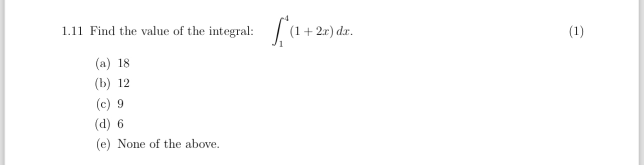 Solved 1.11 ﻿Find the value of the integral: | Chegg.com