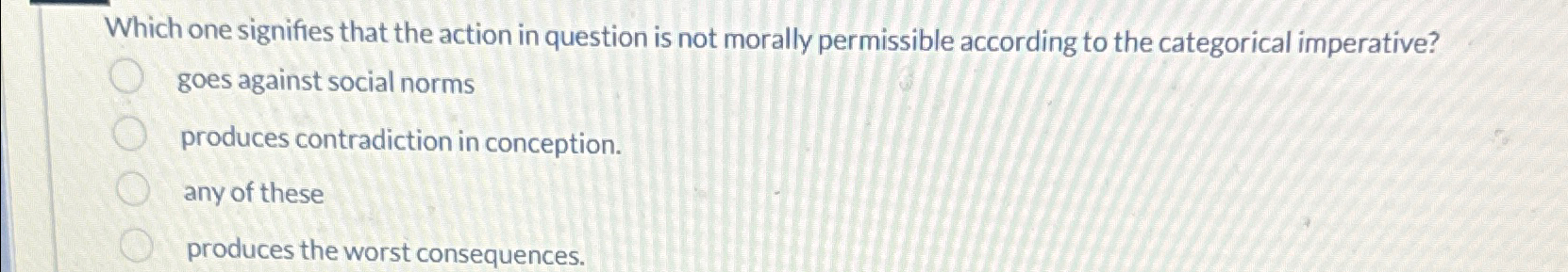 Solved Which one signifies that the action in question is | Chegg.com