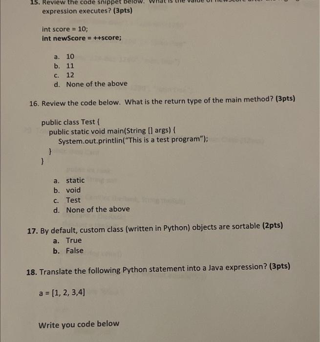 Solved 12. Write the equivalent Python expression for the | Chegg.com