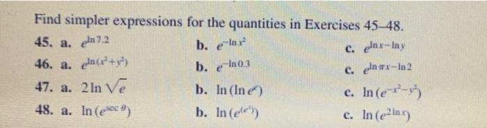 Solved Find simpler expressions for the quantities in | Chegg.com