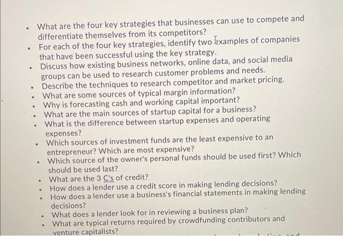 - What are the four key strategies that businesses | Chegg.com