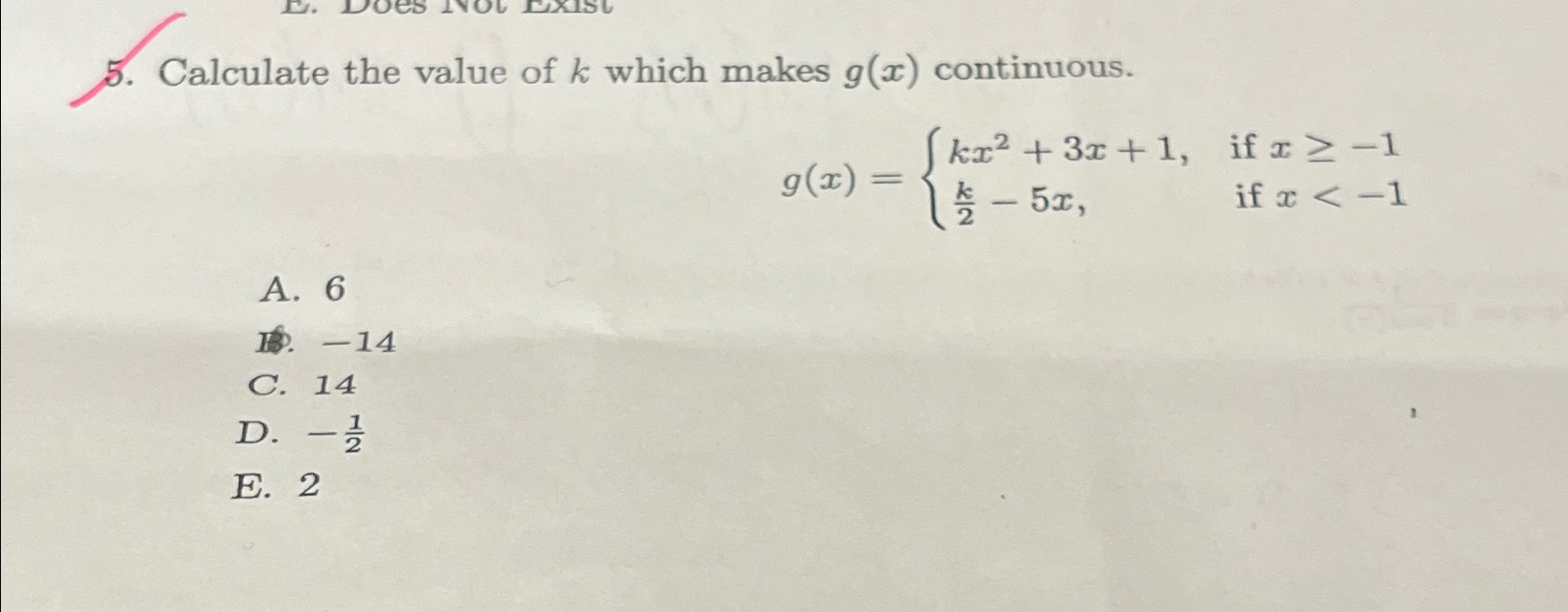 Solved Calculate the value of k ﻿which makes g(x) | Chegg.com