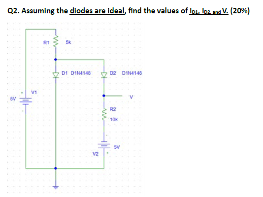 Solved Q2. ﻿Assuming the diodes are ideal, find the values | Chegg.com