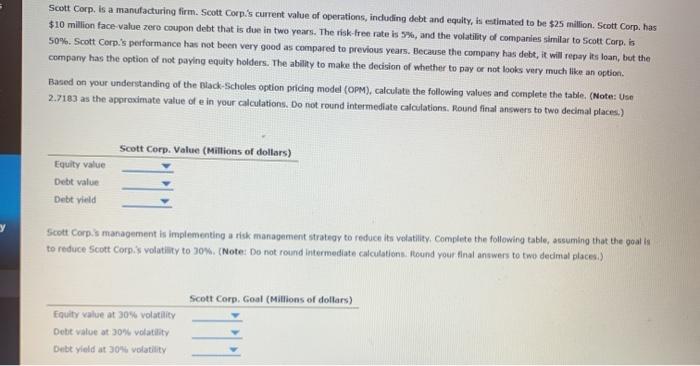 Solved Scott Corp. is a manufacturing firm. Scott Corp's | Chegg.com