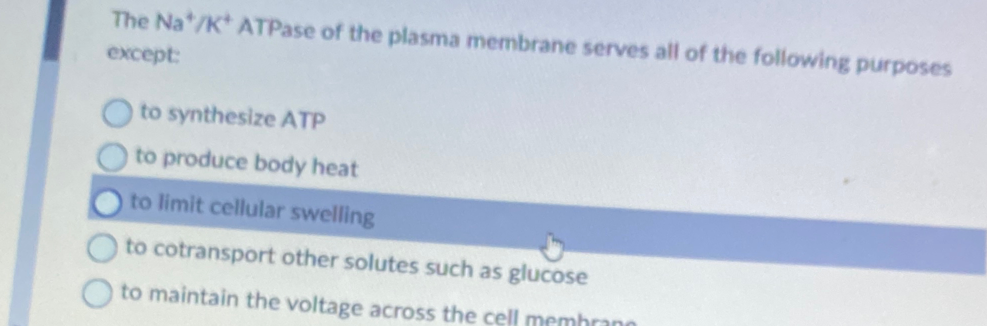 Solved The Na4K+ATPase of the plasma membrane serves all of | Chegg.com