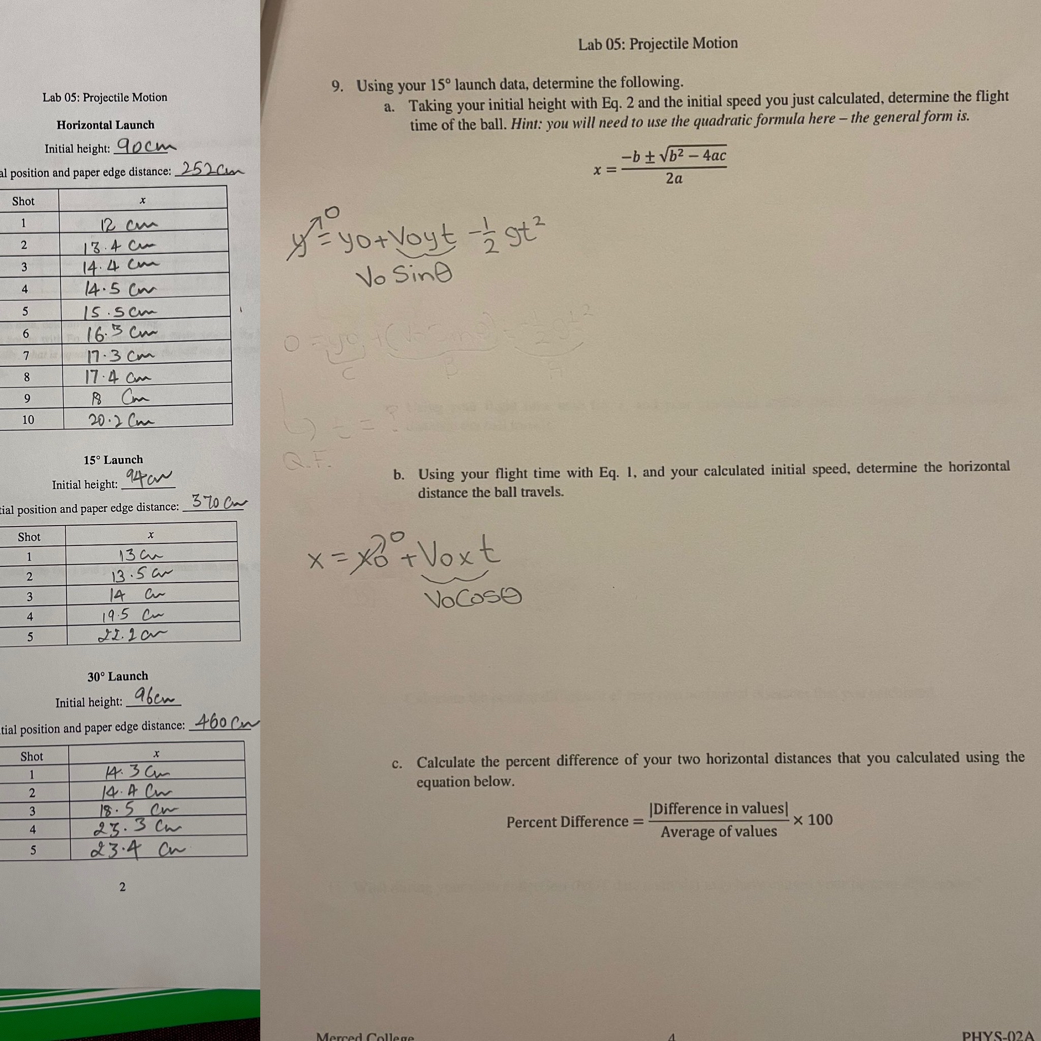 Lab 05: Projectile MotionLab 05: Projectile | Chegg.com
