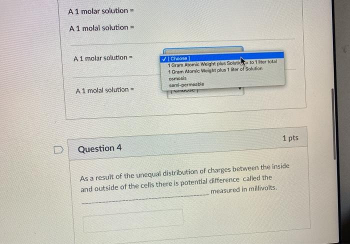 Solved A1 molar solution - A 1 molal solution = A1 molar | Chegg.com