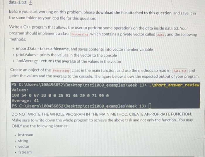 Solved . . data-1.txt Before you start working on this | Chegg.com