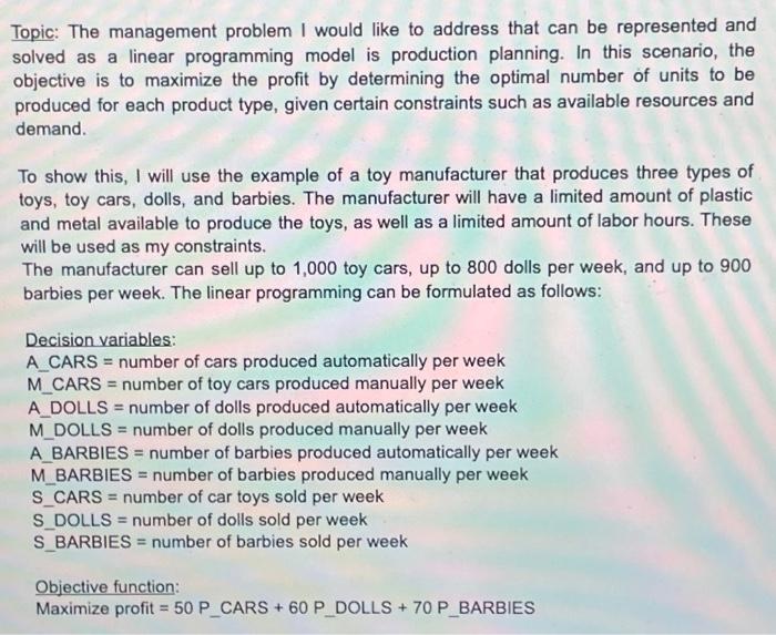 Solved Topic: The management problem I would like to address | Chegg.com