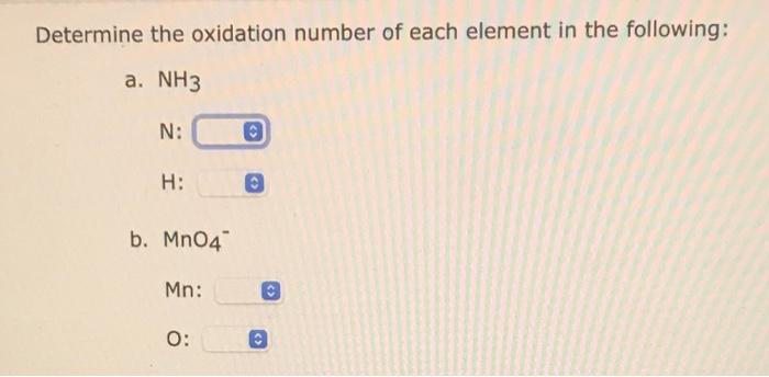 Solved Determine the oxidation number of each element in the | Chegg.com