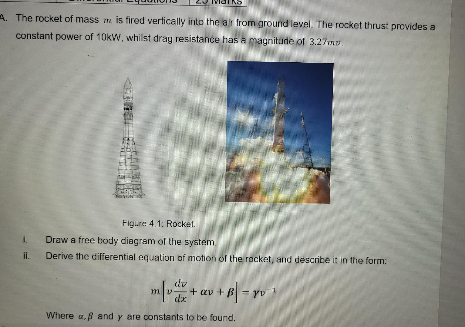 Solved The rocket of mass m is fired vertically into the air | Chegg.com