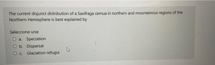 Solved The current disjunct distribution of a Saxifraga | Chegg.com