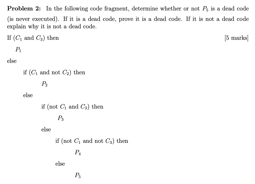 Solved Problem 2: In the following code fragment, determine | Chegg.com