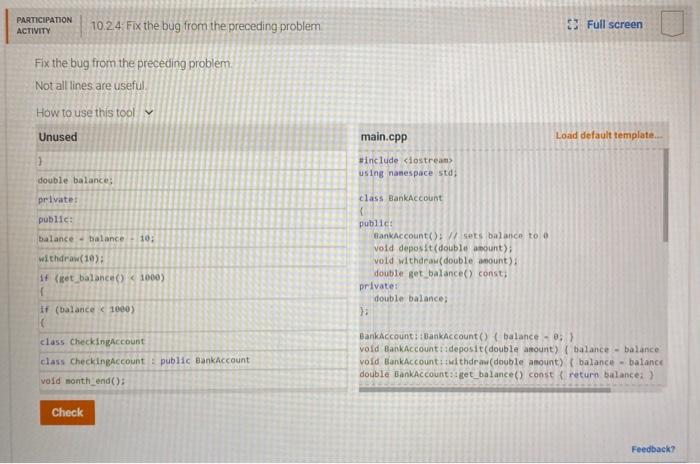 Solved c++PLEASE RELY ONLY ON THE UNUSED CODES THAT WERE | Chegg.com