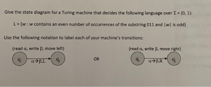 Give the state diagram for a Turing machine that | Chegg.com