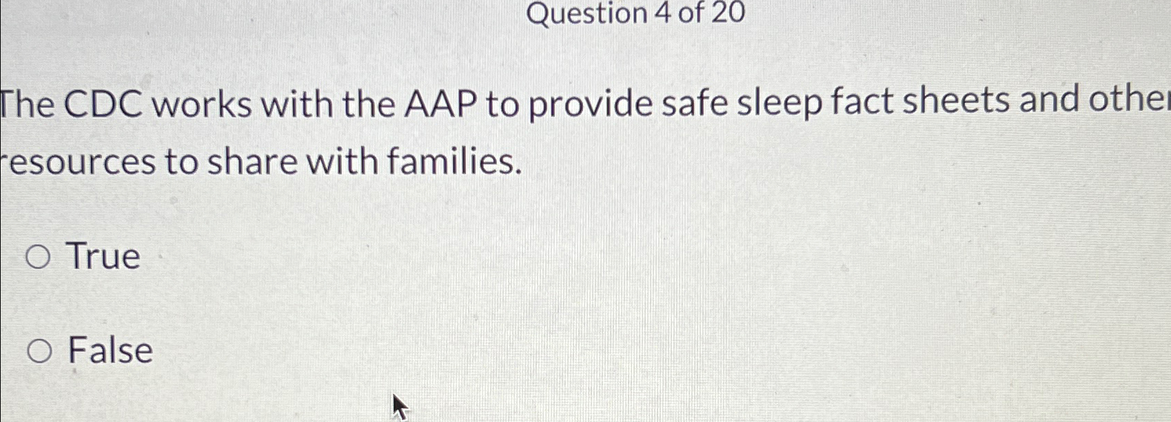 Solved Question 4 ﻿of 20The CDC works with the AAP to | Chegg.com