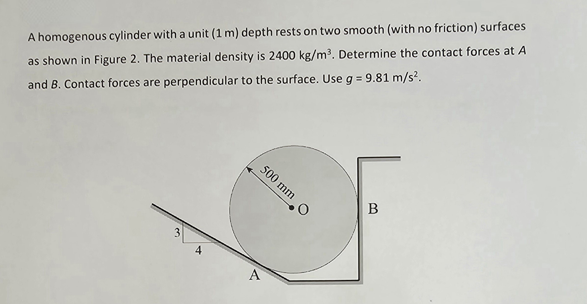 Solved A homogenous cylinder with a unit ( 1 ﻿m ) ﻿depth | Chegg.com