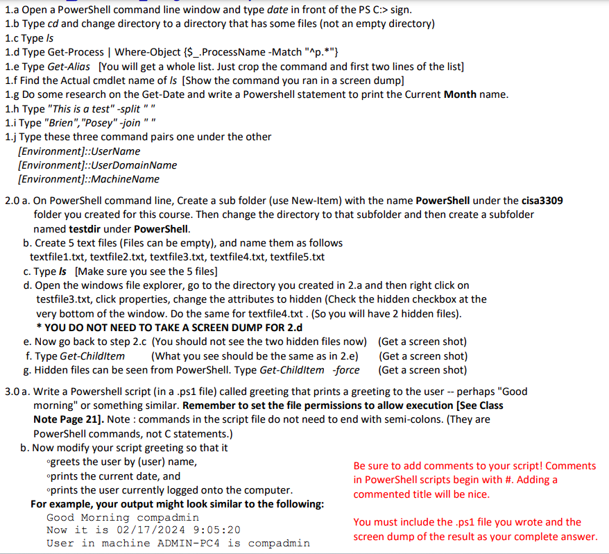 Solved 1.a Open a PowerShell command line window and type | Chegg.com