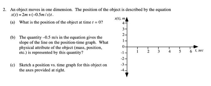 Solved 2. An object moves in one dimension. The position of | Chegg.com