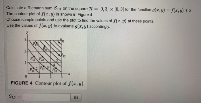 Solved Calculate a Riemann sum $3,3 on the square R= [0,3] x | Chegg.com