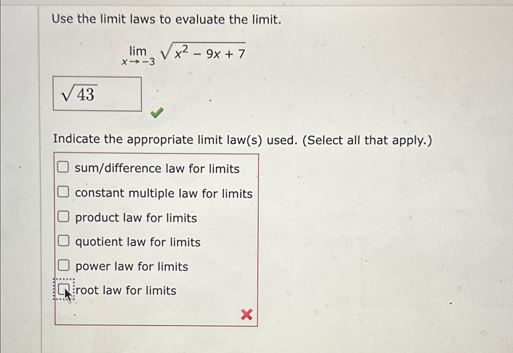 Solved Use the limit laws to evaluate the | Chegg.com