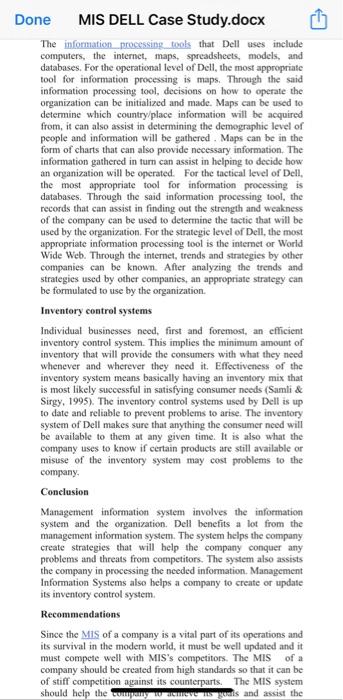 Solved Case Study: Management Information System at Dell | Chegg.com