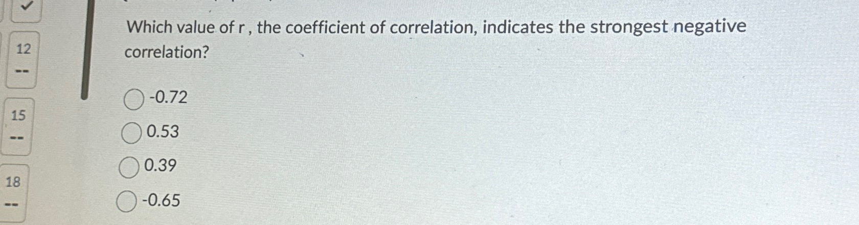 Solved Which value of r, ﻿the coefficient of correlation, | Chegg.com