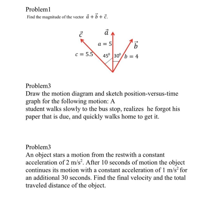 Solved Problem 1 Find the magnitude of the vector a + b + c. | Chegg.com