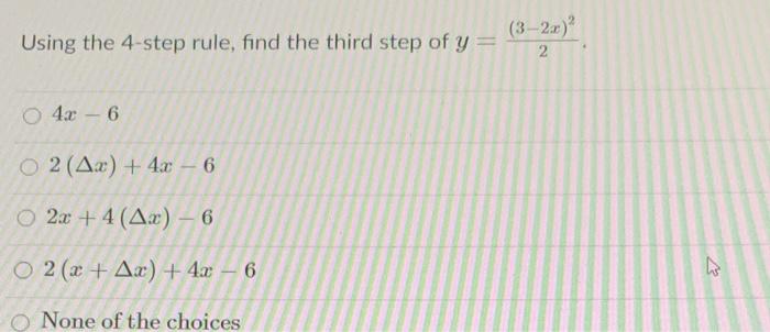 Solved Using the 4-step rule, find the third step of y = | Chegg.com