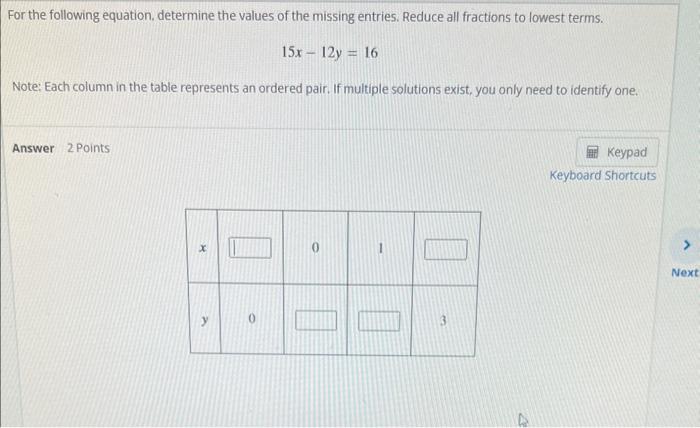 Solved For the following equation, determine the values of | Chegg.com