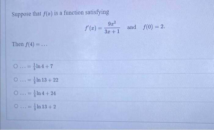Solved Suppose that f(x) is a function satisfying | Chegg.com
