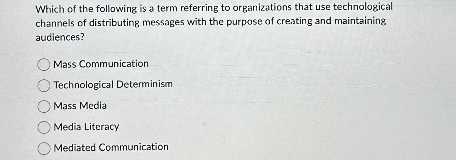 Solved Which of the following is a term referring to | Chegg.com
